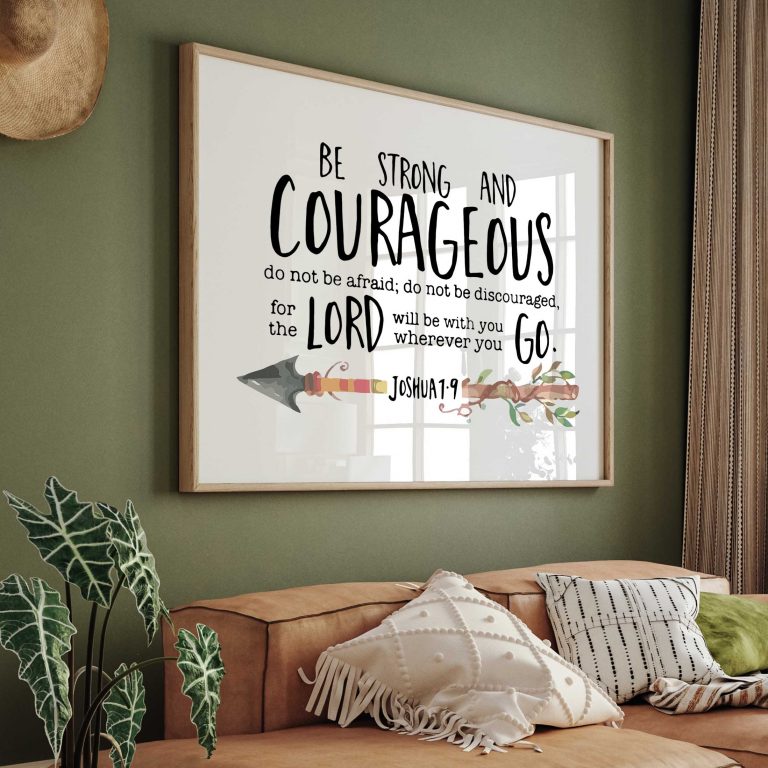 Be Strong And Courageous Framed Art Joshua 1:9 Scripture Verse Wall ...