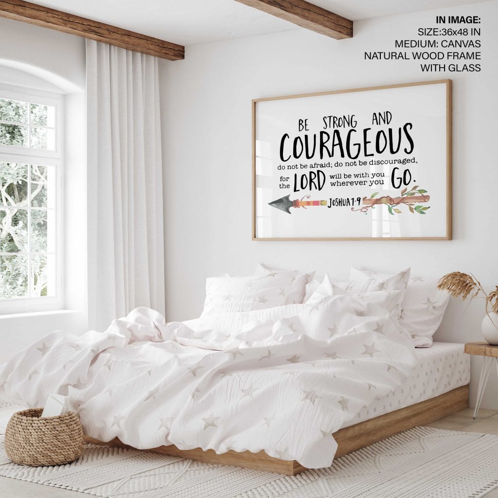 Be Strong And Courageous Framed Art Joshua 1:9 Scripture Verse Wall ...