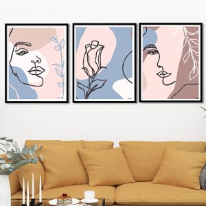 Line art set of 3 - Wall Art Decor, Framed Painting, Home Decor ...