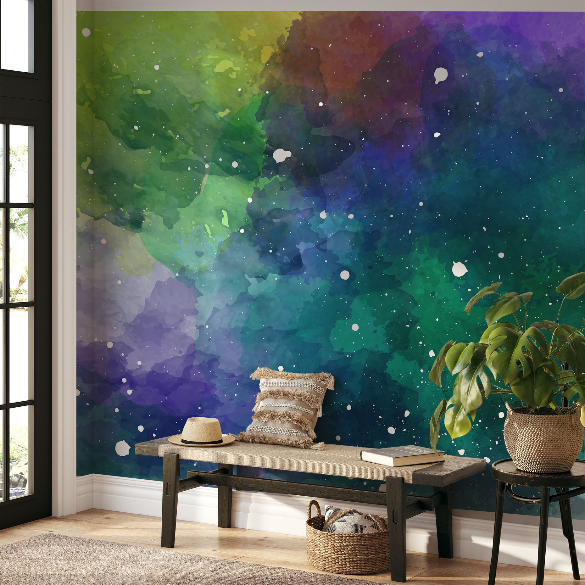 Colorful watercolor speckle - Mural Wallpaper, PVC Free, Non-Toxic ...