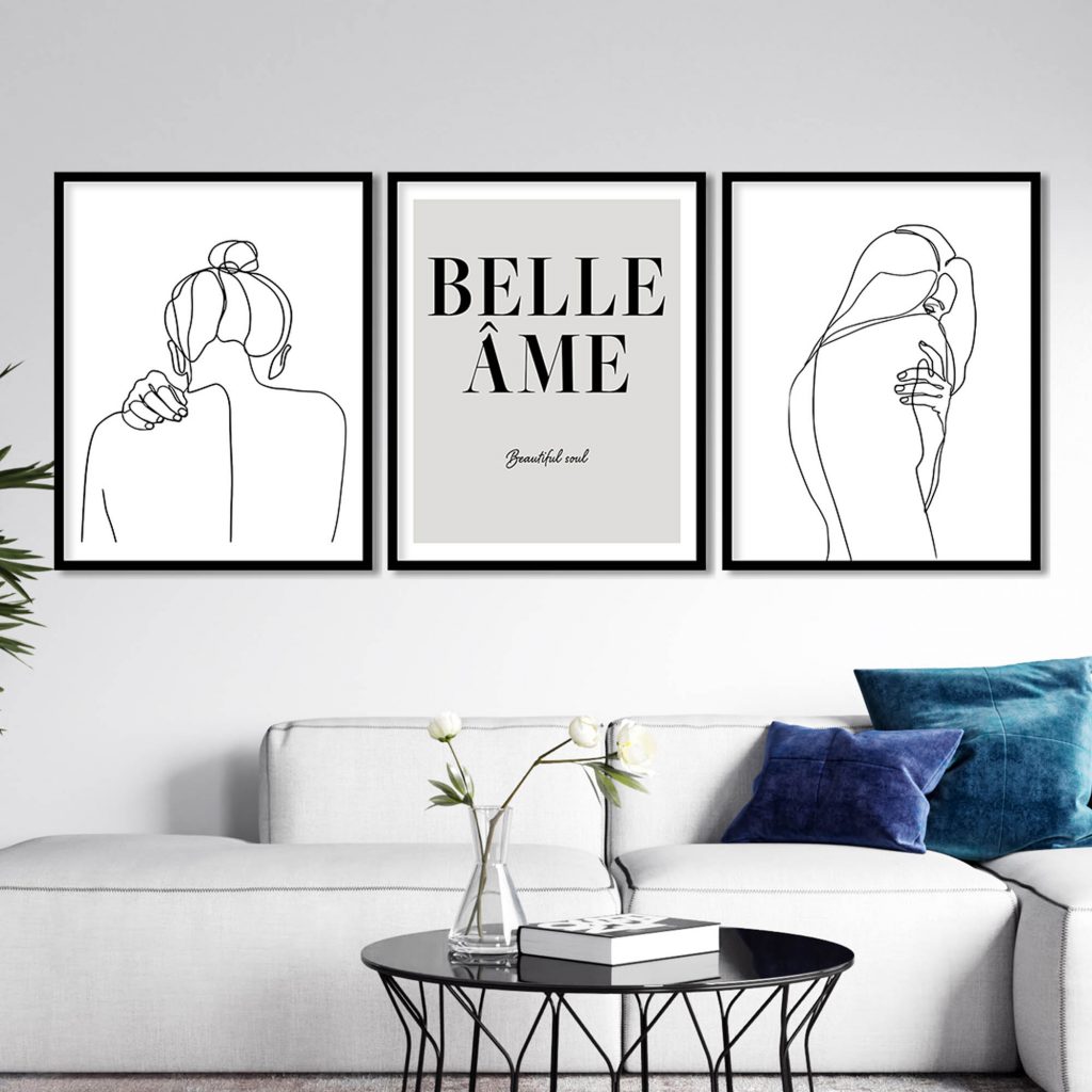 Set of 3 women line drawing - Wall Art, Hanging Wall Decor, Home Decor ...