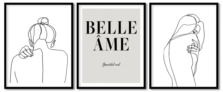 Set of 3 women line drawing - Wall Art, Hanging Wall Decor, Home Decor ...
