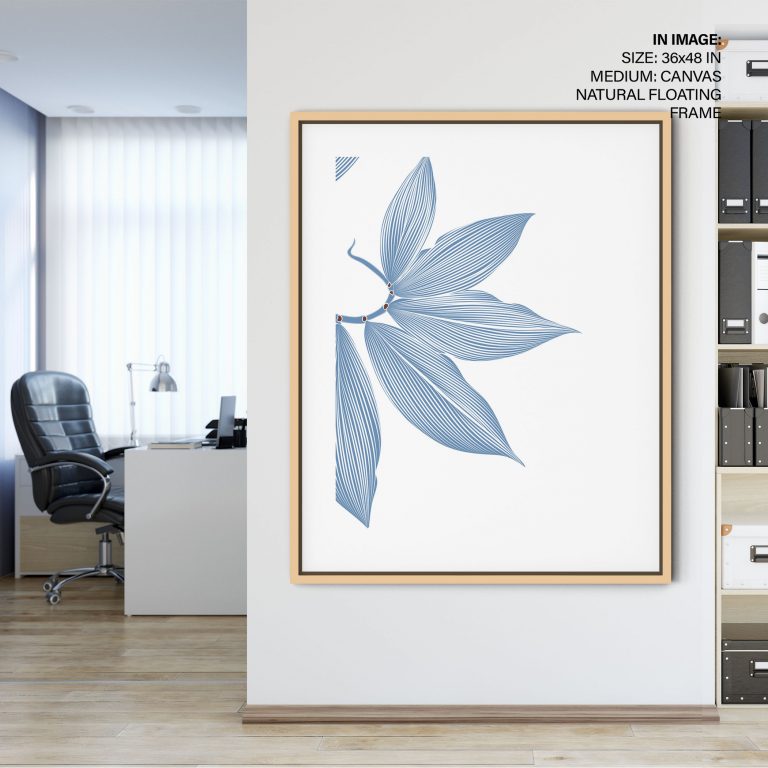 Blue flower line art - Wall Art - Choose Size & Frames, Non Toxic Home ...