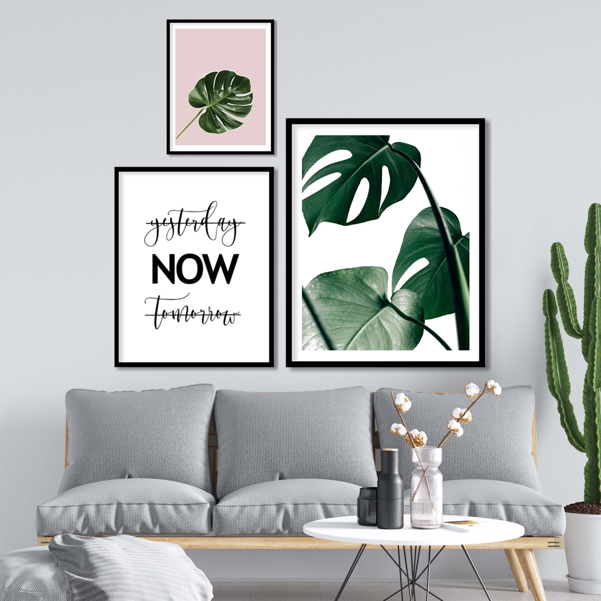 Set of 3 monstera and quote - Wall Art, Hanging Wall Decor, Home Decor ...