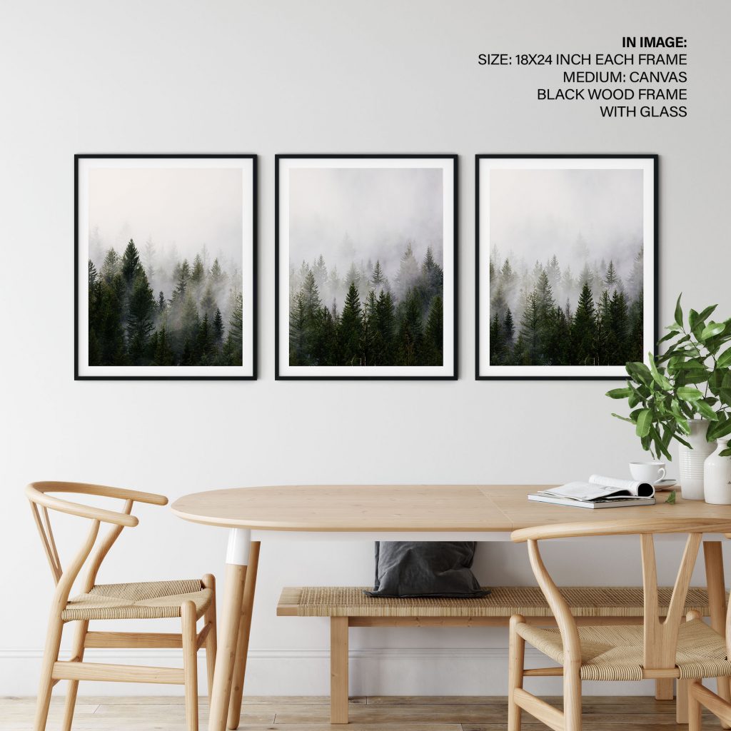 Misty Forest Framed Wall Art (Set of 3), Nature Art, Modern Art ...