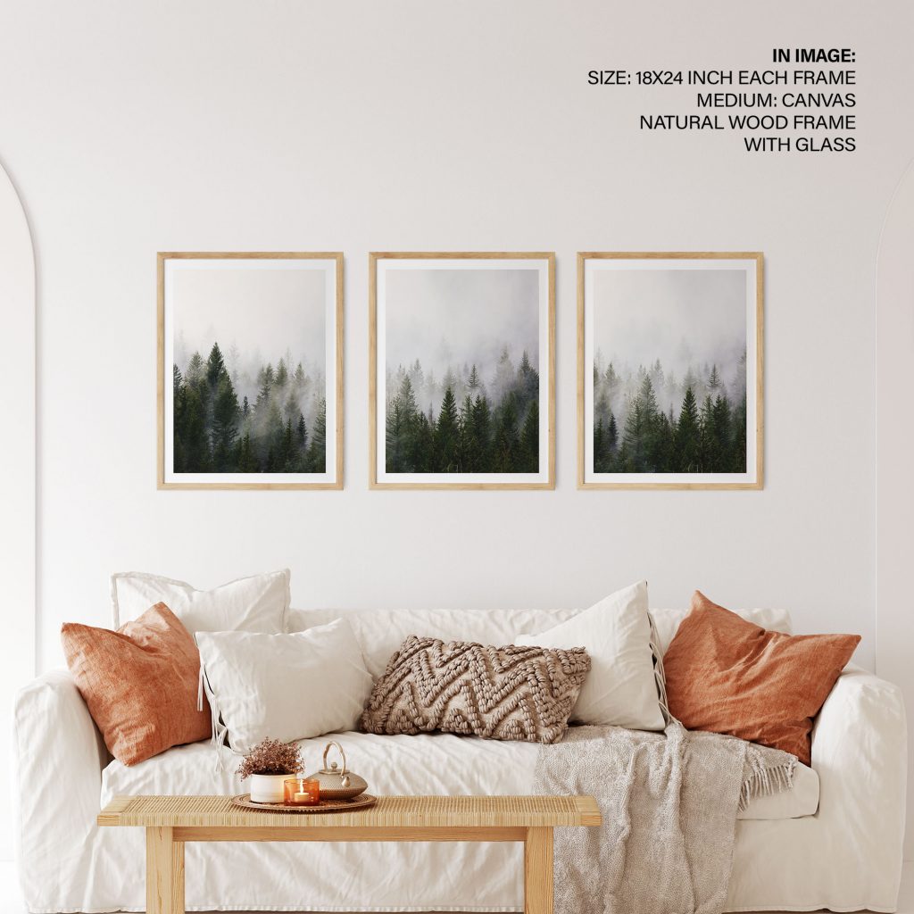 Misty Forest Framed Wall Art (Set of 3), Nature Art, Modern Art ...