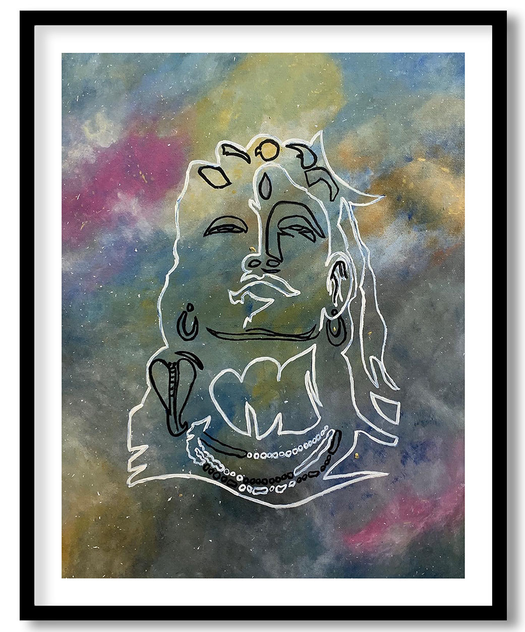 Abstract line drawing shiva art - Wall Art Decor, Framed Painting, Home ...