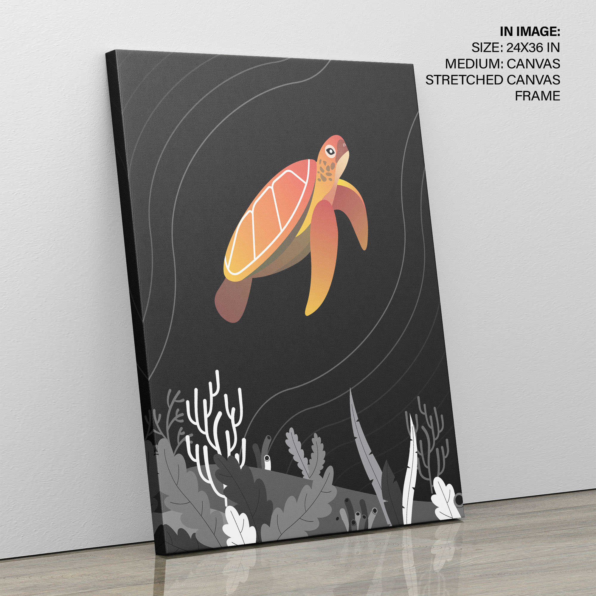 Abstract swimming turtle - Wall Art - 10+ Sizes, 50+ Frames, Museum ...