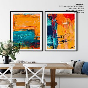 Set of 2 colorful abstract - Wall Art Decor, Framed Painting, Home ...