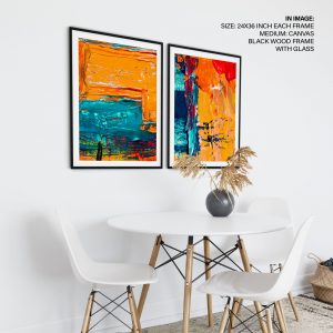 Set of 2 colorful abstract - Wall Art Decor, Framed Painting, Home ...