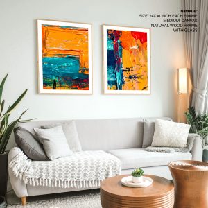 Set of 2 colorful abstract - Wall Art Decor, Framed Painting, Home ...