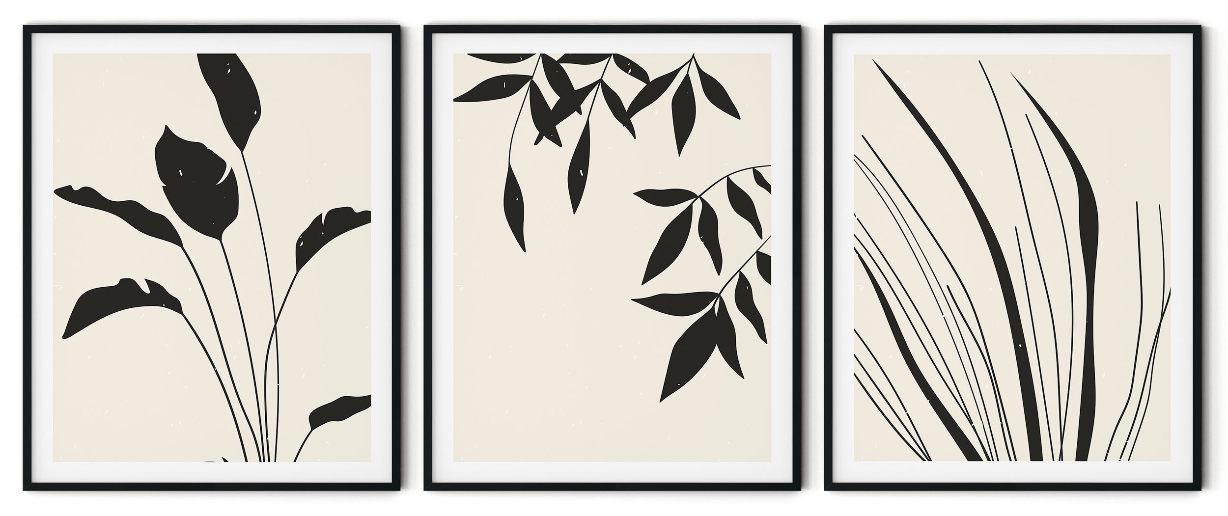 Set of 3 black antsy grass seareed leaves - Wall Art, Hanging Wall ...