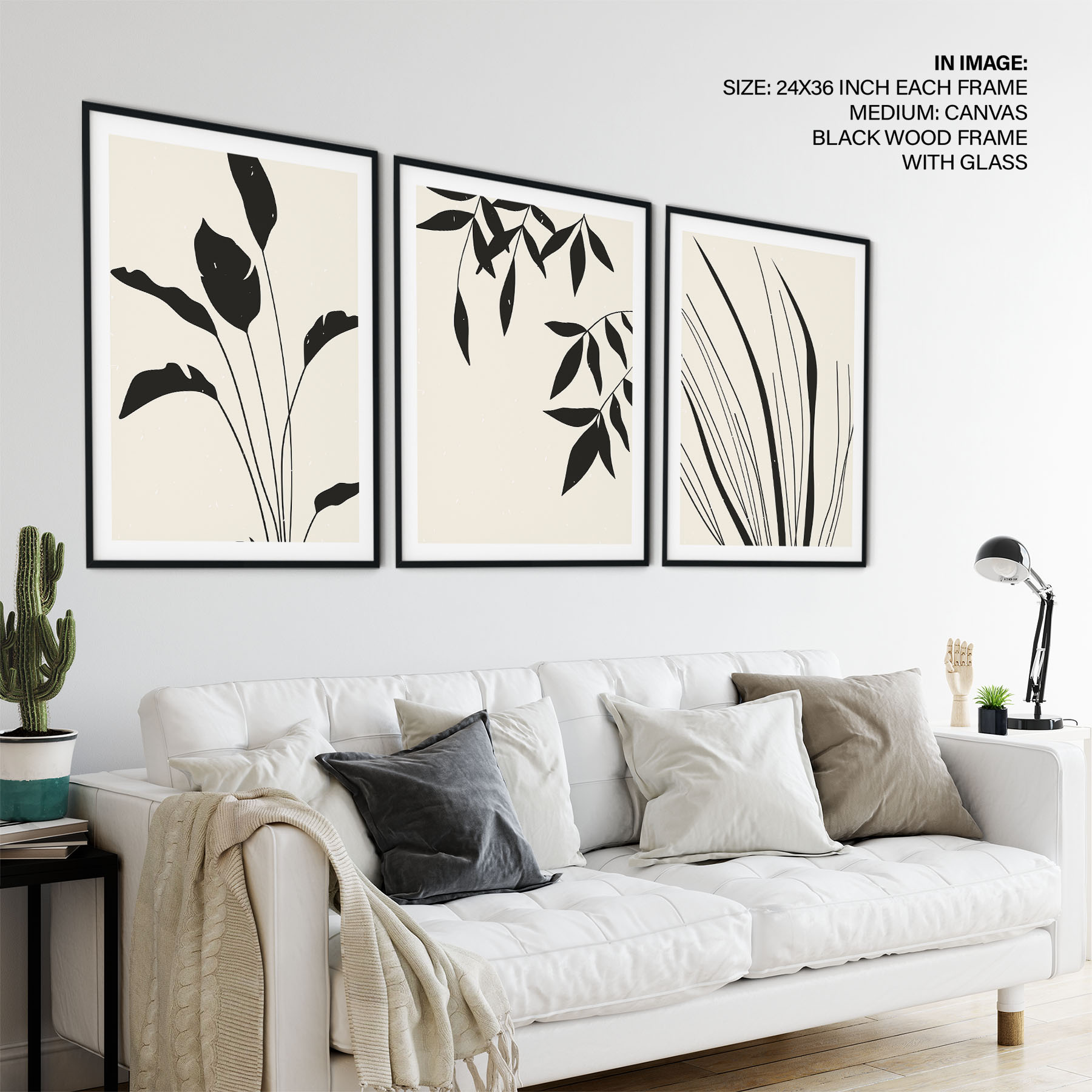 Set of 3 black antsy grass seareed leaves - Wall Art, Hanging Wall ...