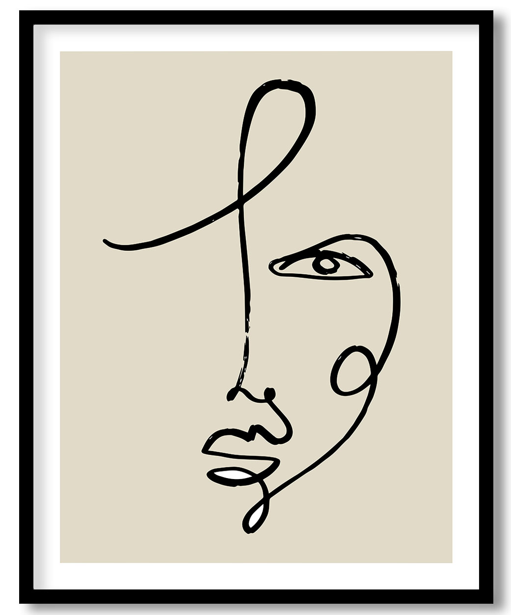 Abstract line drawing face figure - Wall Art - 10+ Sizes, 50+ Frames ...