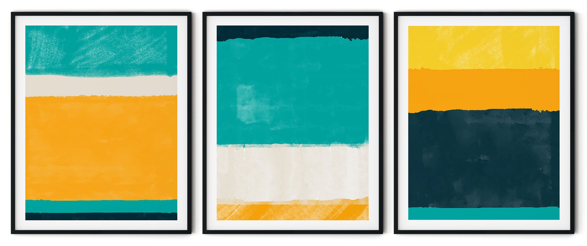 Set of 3 colorful superimpose rothko concept modern abstract - Wall Art ...