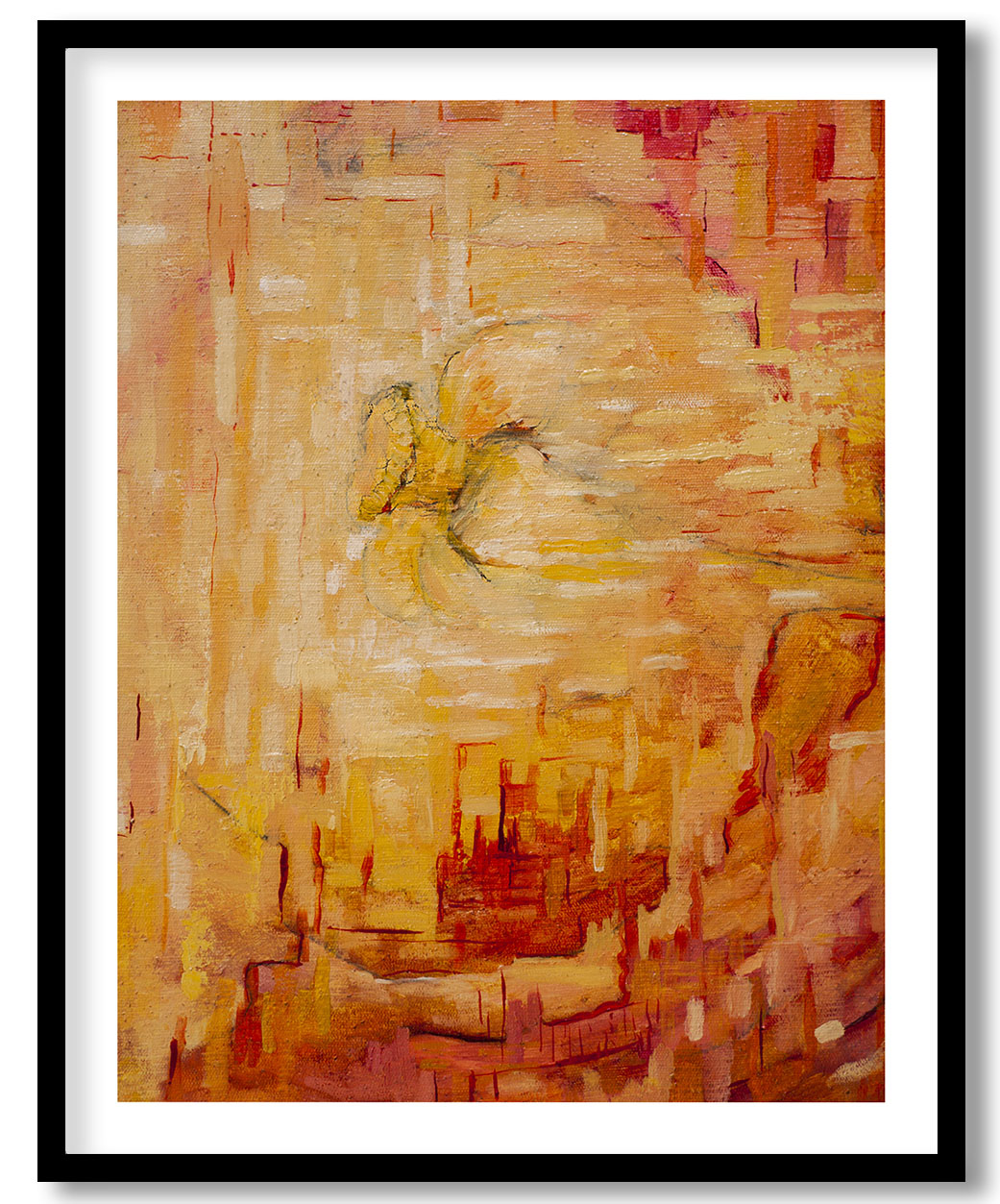 Orange burnt abstract landscape painting - BestOfBharat