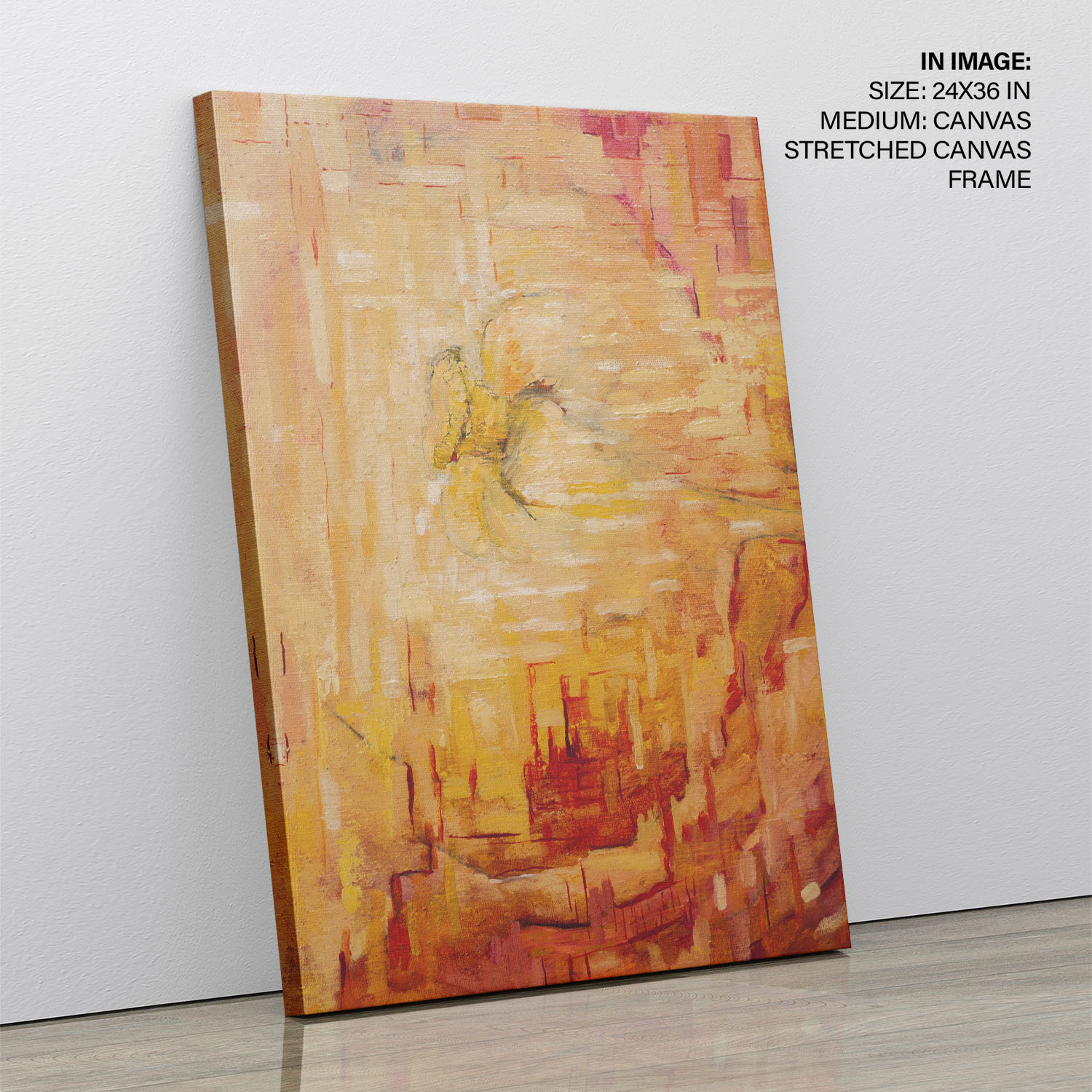 Orange burnt abstract landscape painting - BestOfBharat