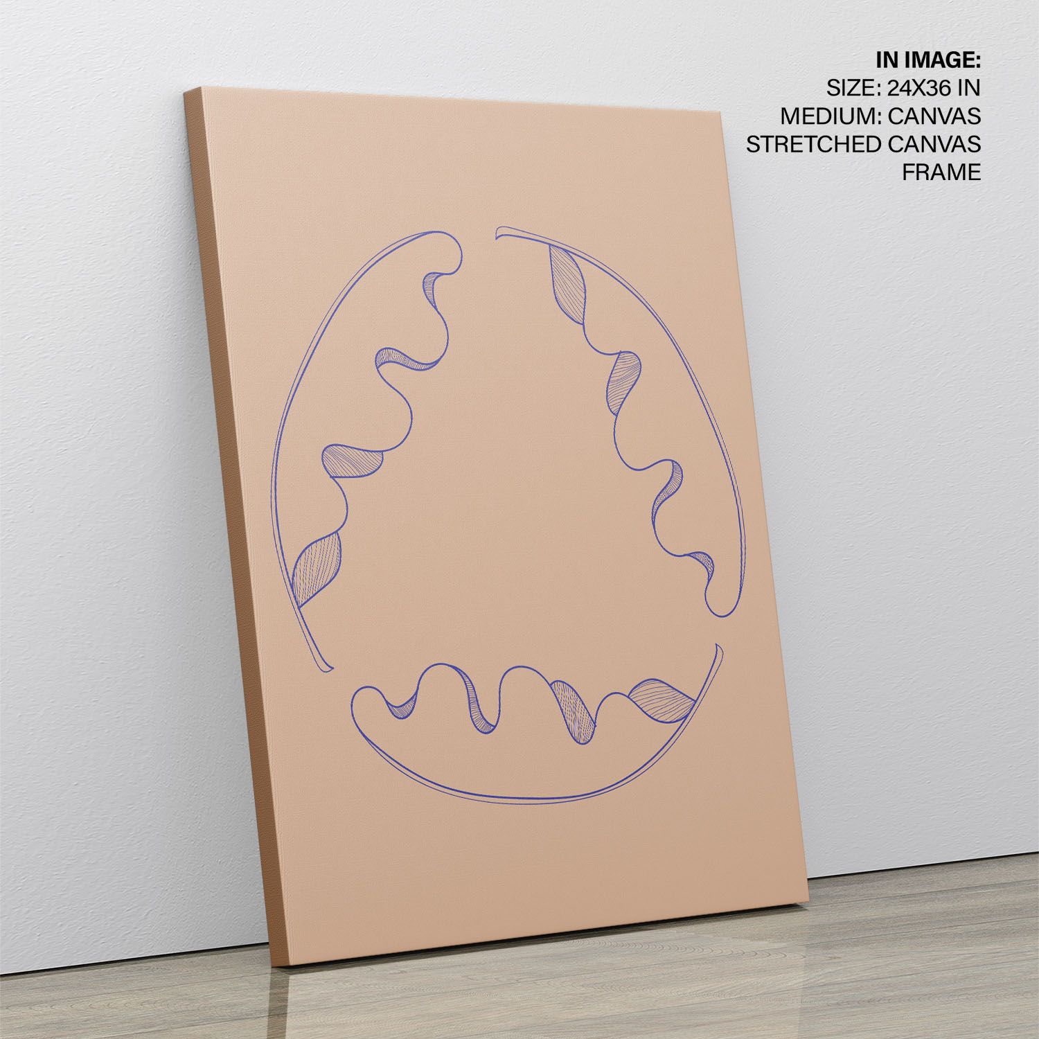 Abstract blue ink line drawing leaves - Wall Art, Hanging Wall Decor ...