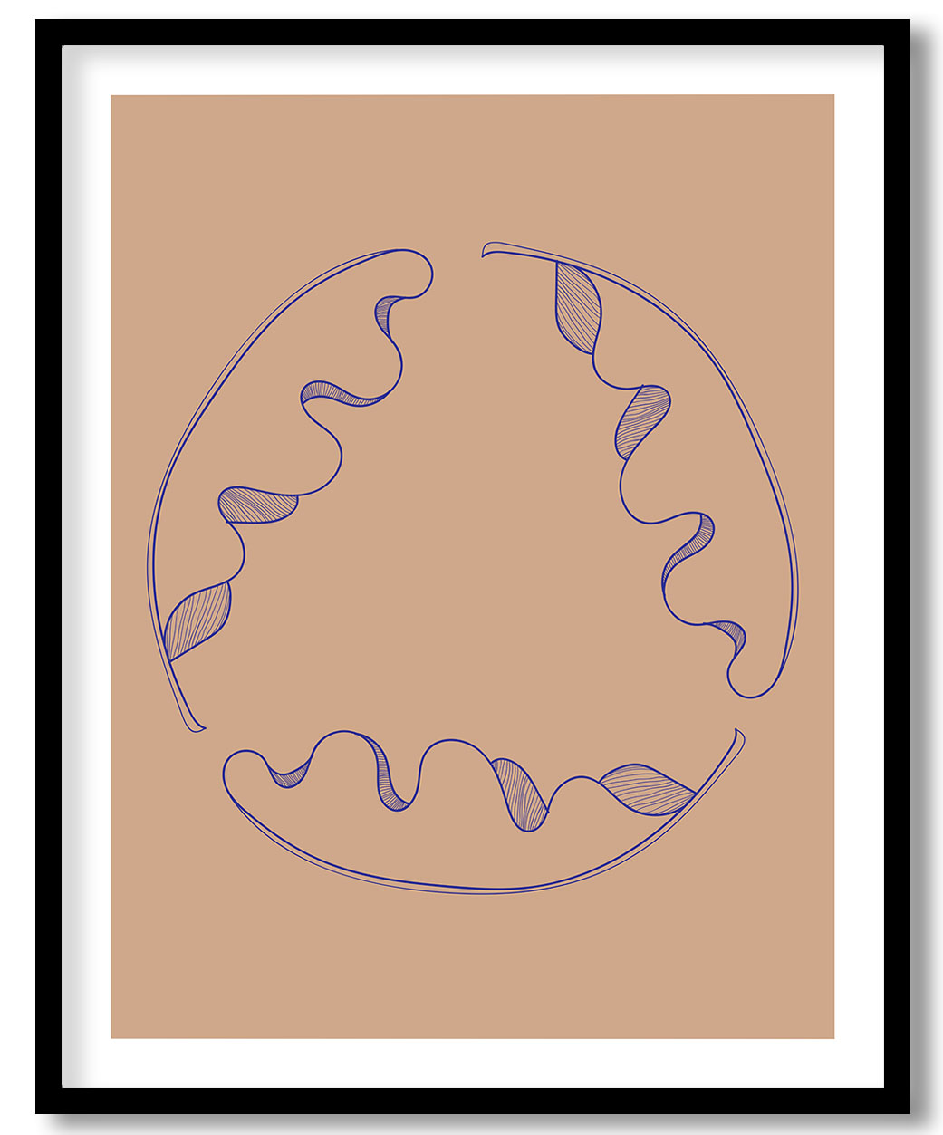 Abstract blue ink line drawing leaves - Wall Art, Hanging Wall Decor ...