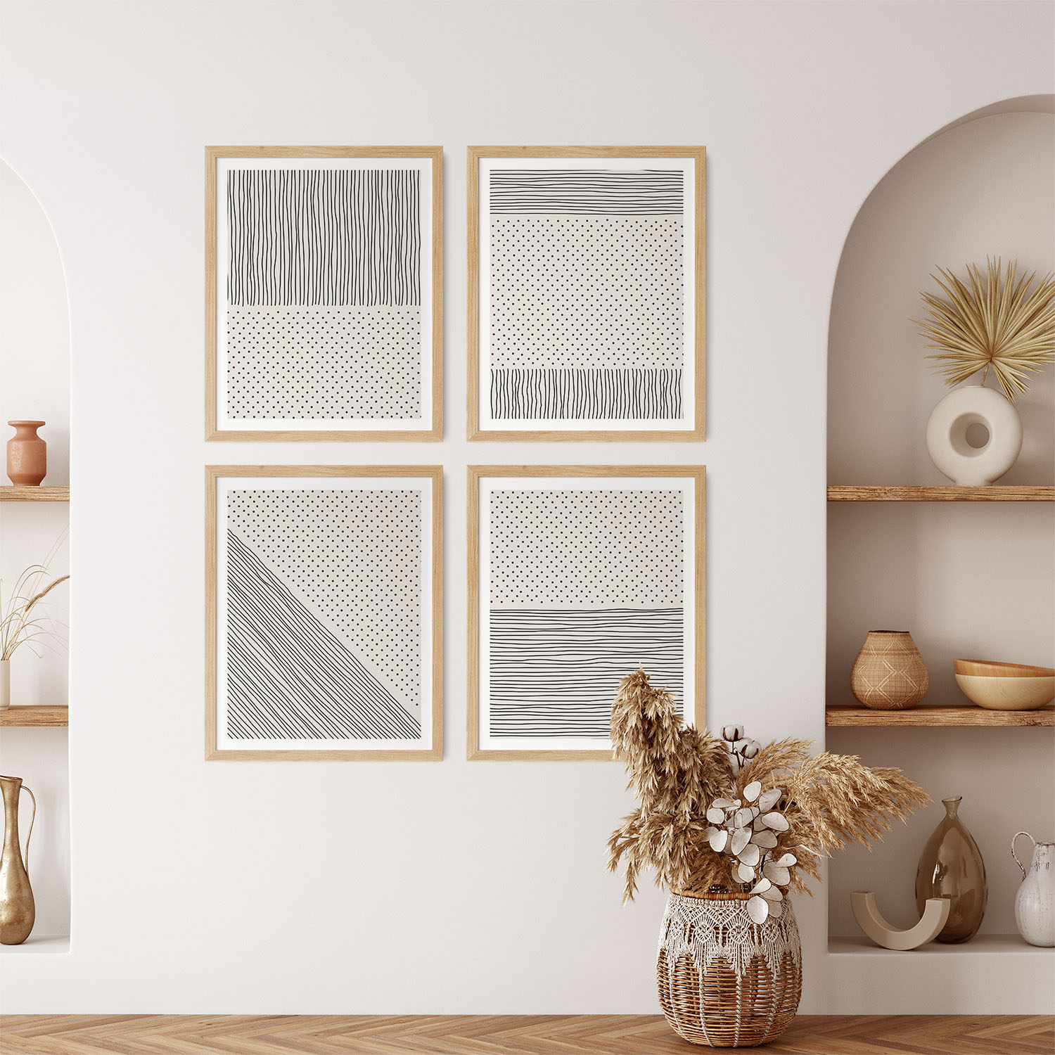 Set of 4 scandinavian line art - Wall Art, Hanging Wall Decor, Home ...