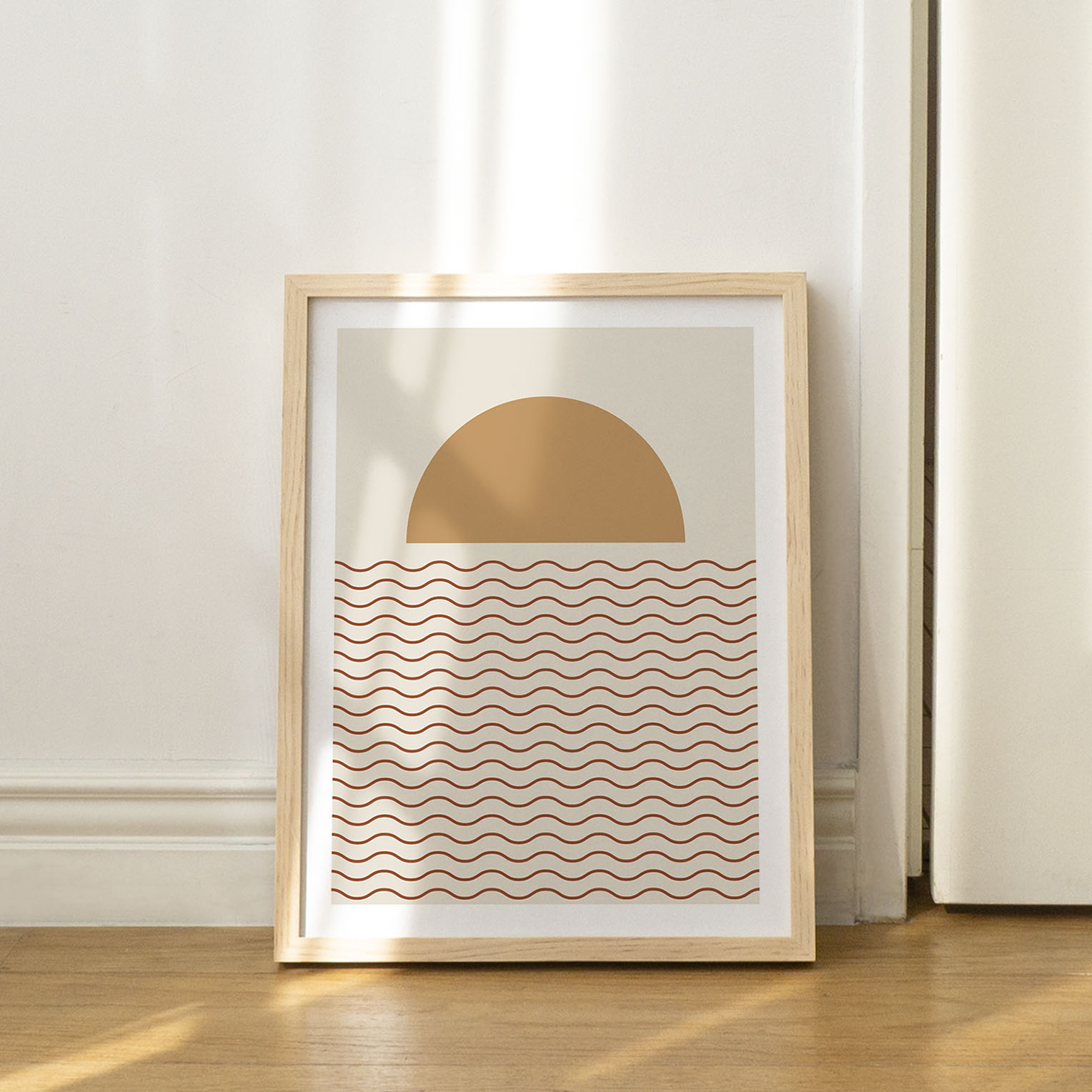 Boho wavy line drawing sunset - Wall Art - Choose Size & Frames, Non ...