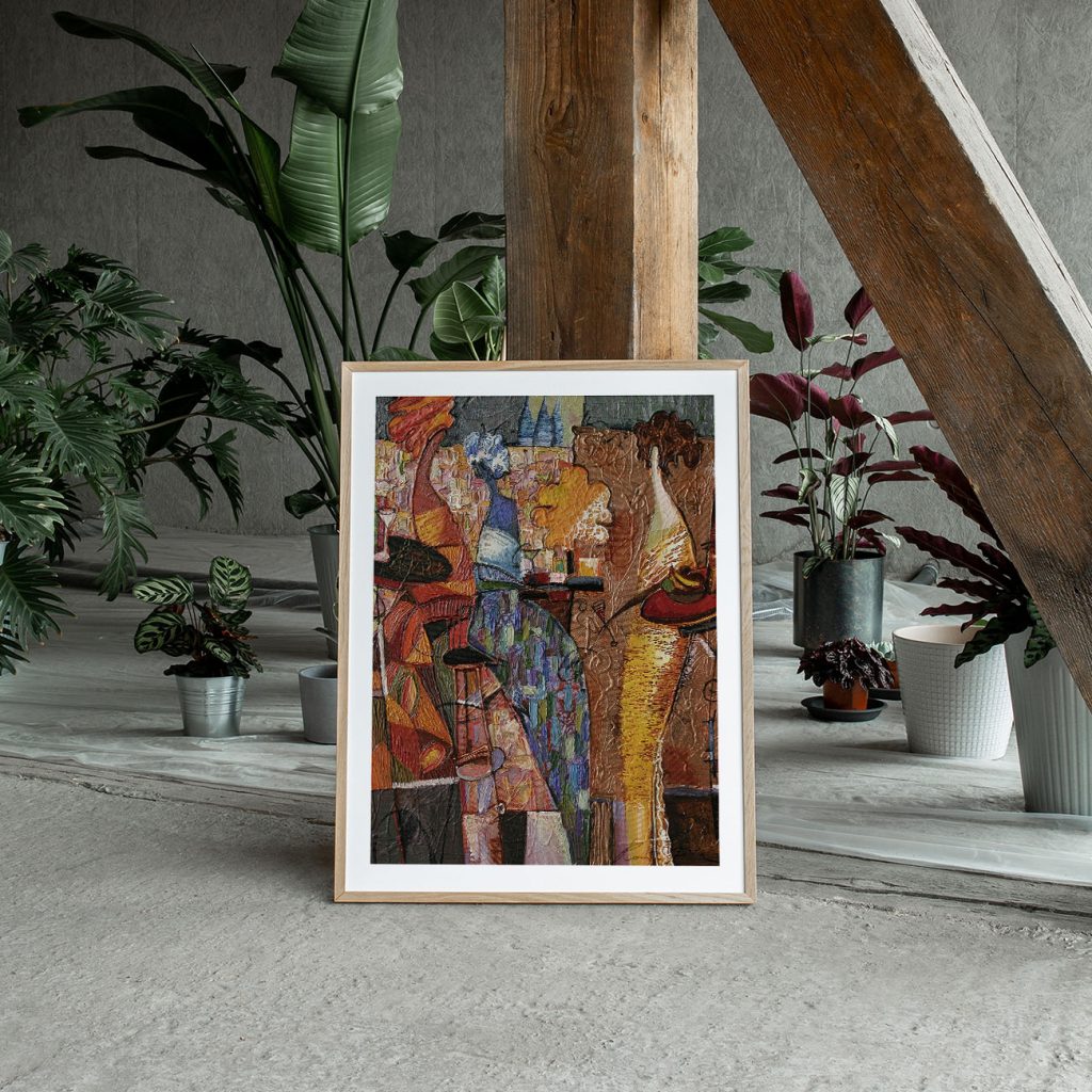 Abstract woman at bar figure painting - Wall Art, Hanging Wall Decor ...
