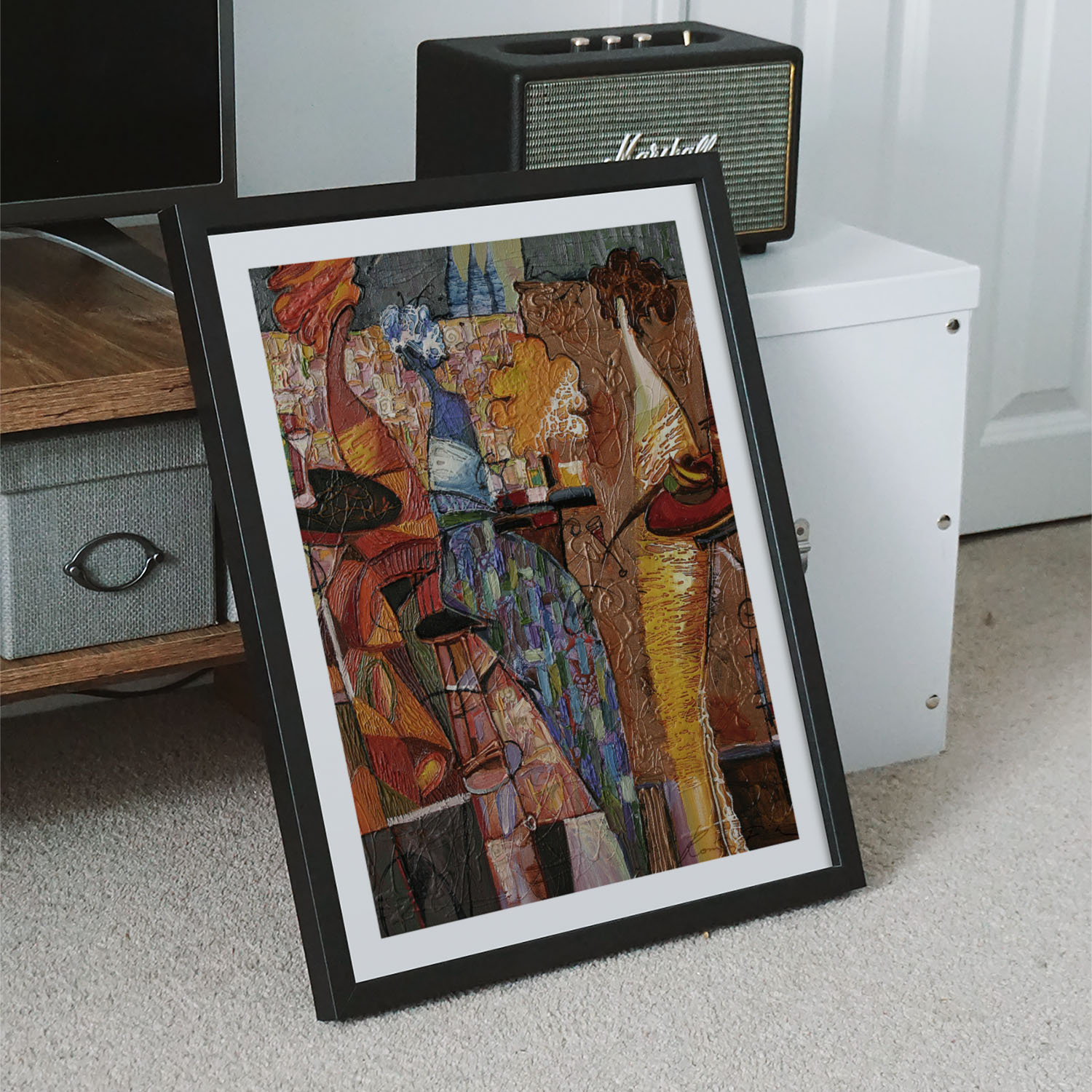 Abstract woman at bar figure painting - Wall Art, Hanging Wall Decor ...