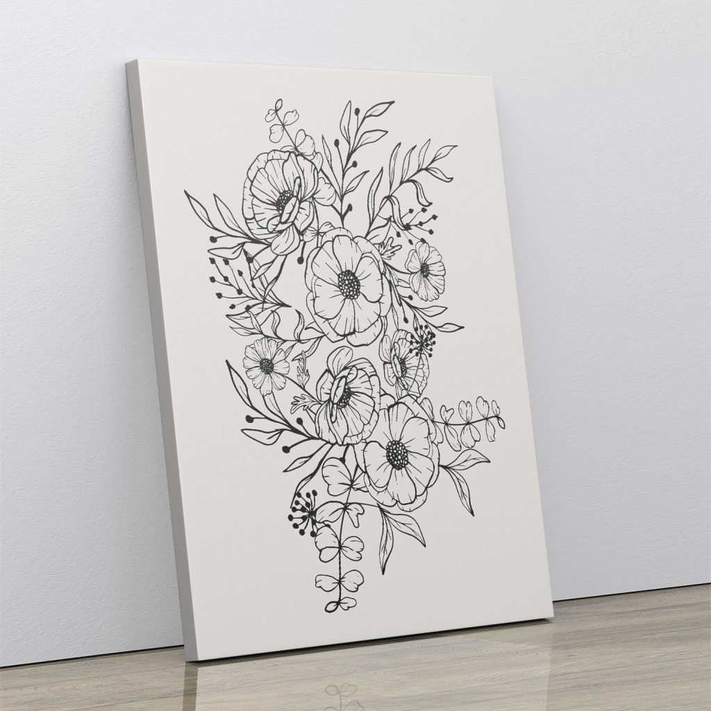 Abstract ink line drawing flowers - Wall Art - 10+ Sizes, 50+ Frames ...