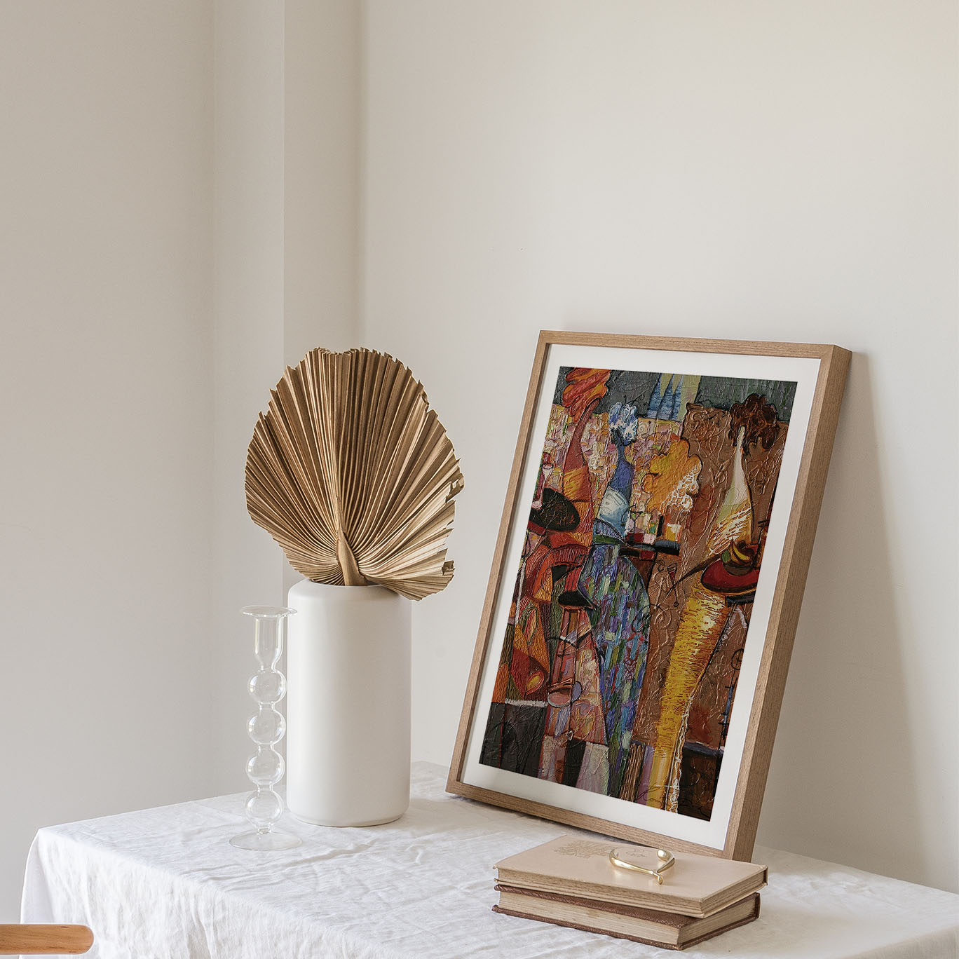 Abstract woman at bar figure painting - Wall Art, Hanging Wall Decor ...