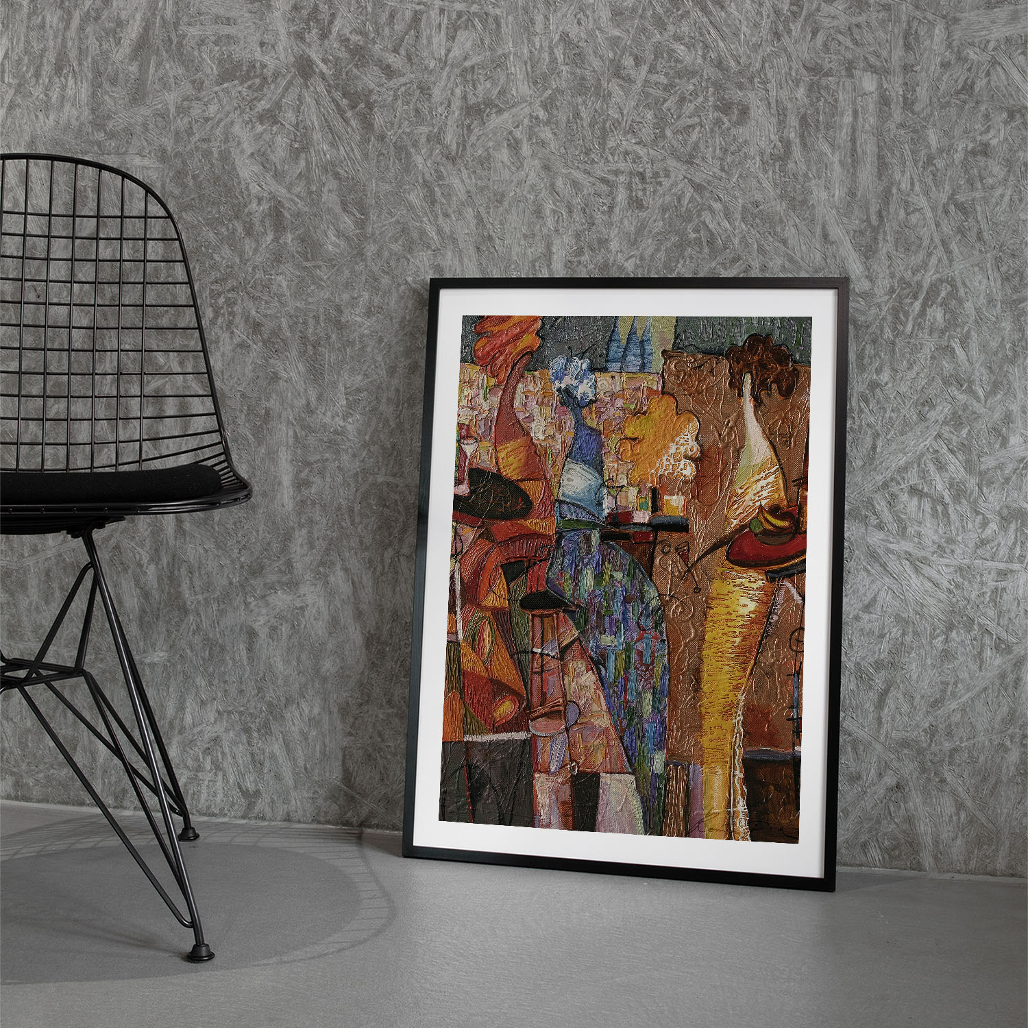 Abstract woman at bar figure painting - Wall Art, Hanging Wall Decor ...