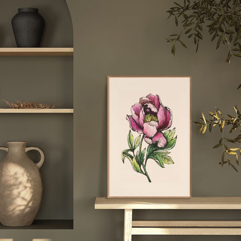 Botanical Flower Drawing - Wall Art, Hanging Wall Decor, Home Decor ...