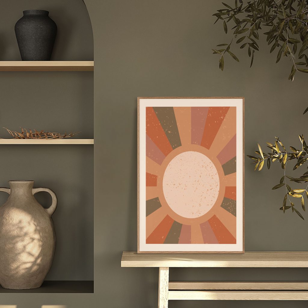 Abstract Boho Sun Rays - Wall Art - 10+ Sizes, 50+ Frames, Museum ...