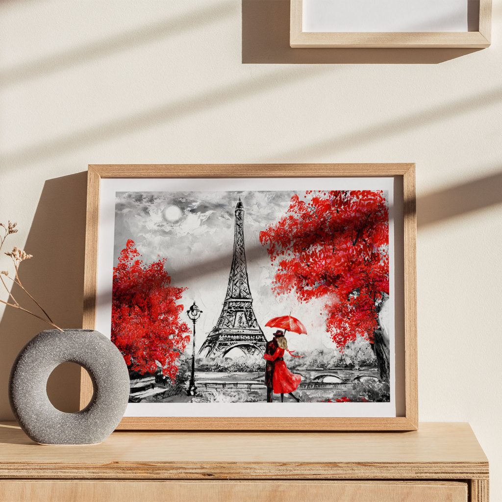 Love in Paris - Wall Art Decor, Framed Painting, Home Decor - BestOfBharat