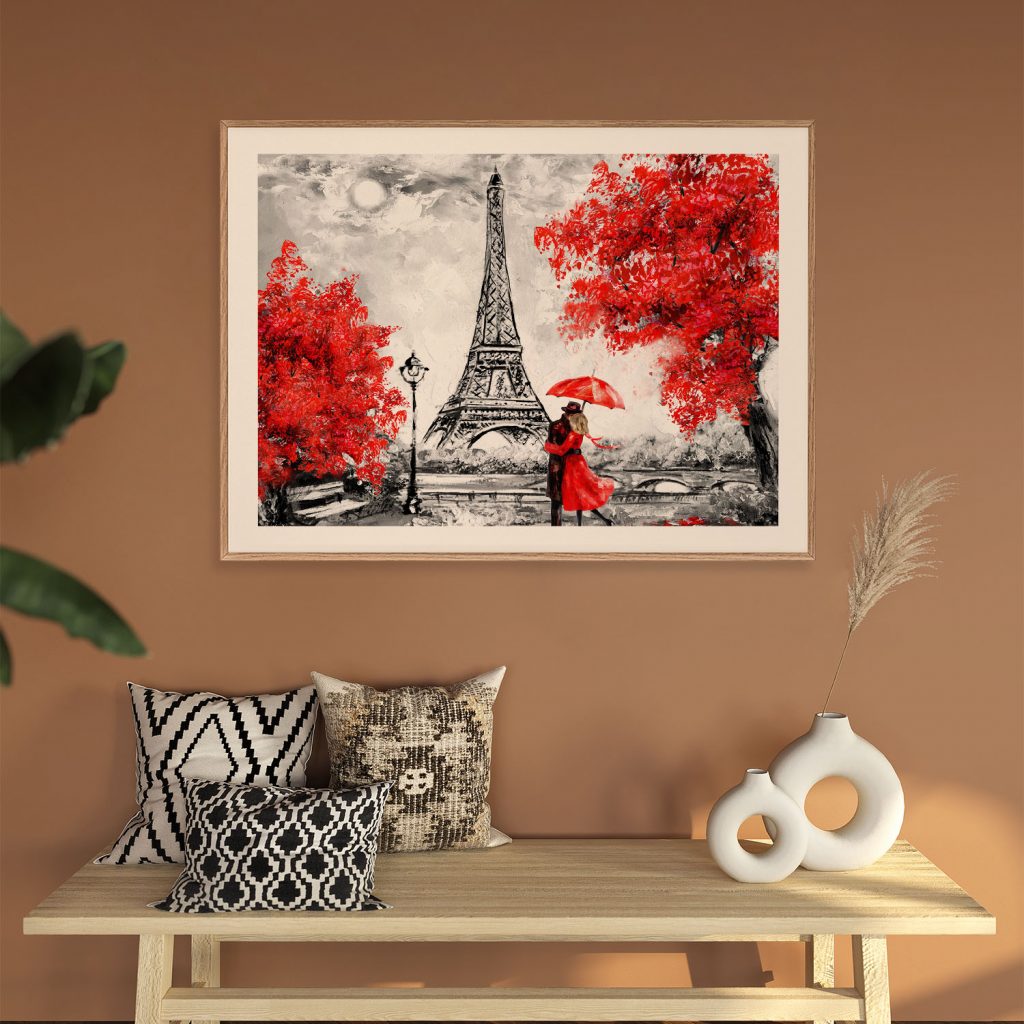 Love in Paris - Wall Art Decor, Framed Painting, Home Decor - BestOfBharat
