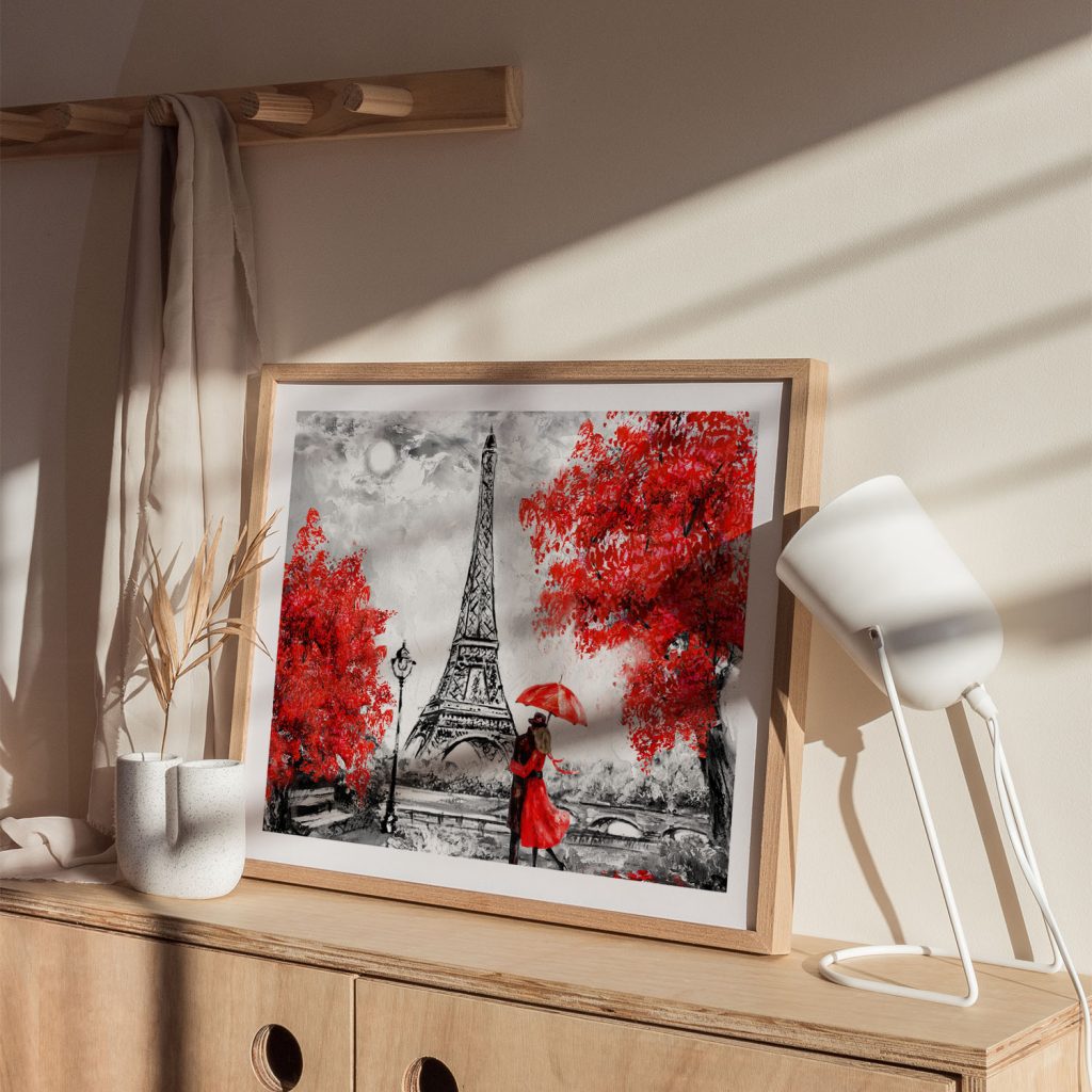 Love in Paris - Wall Art Decor, Framed Painting, Home Decor - BestOfBharat