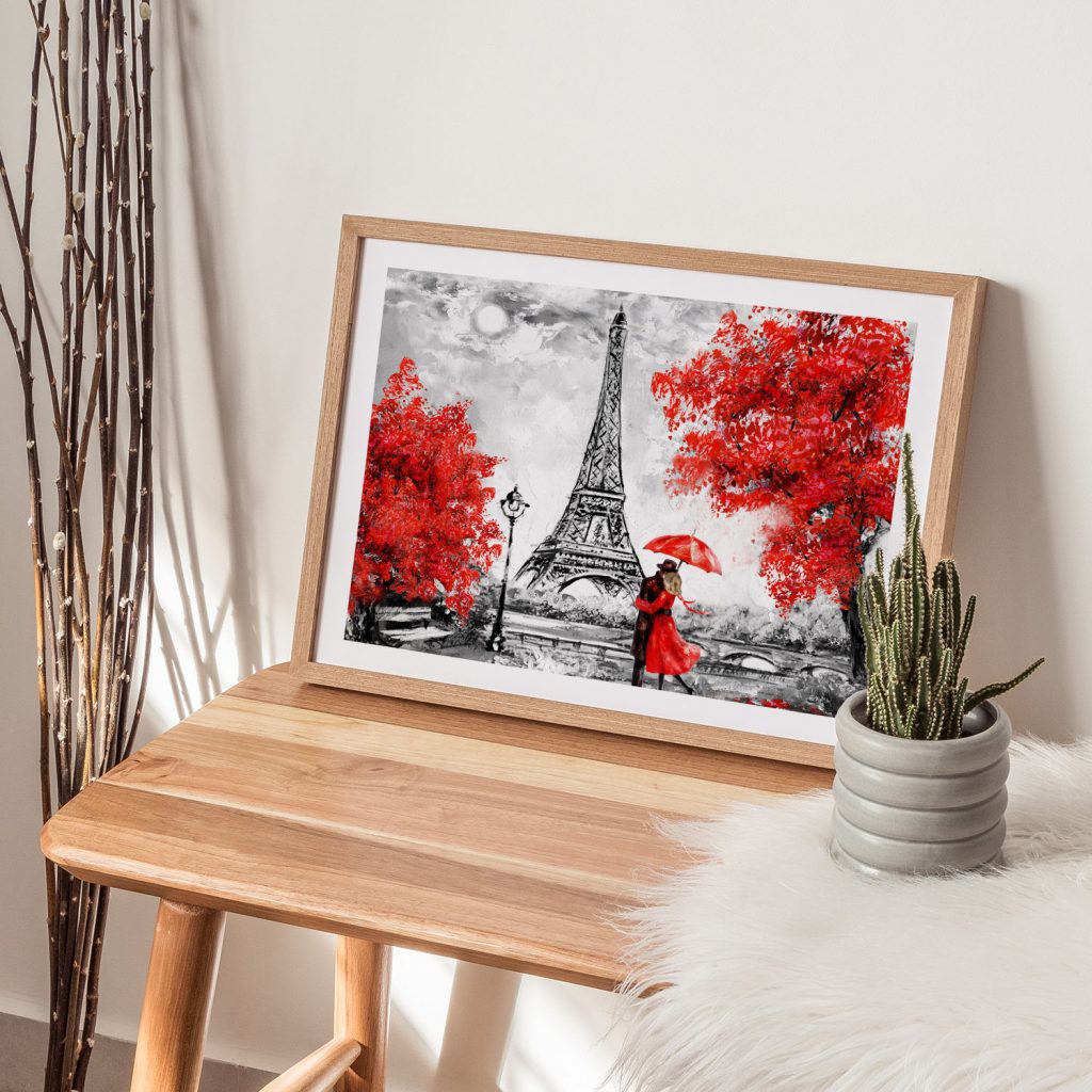 Love in Paris - Wall Art Decor, Framed Painting, Home Decor - BestOfBharat
