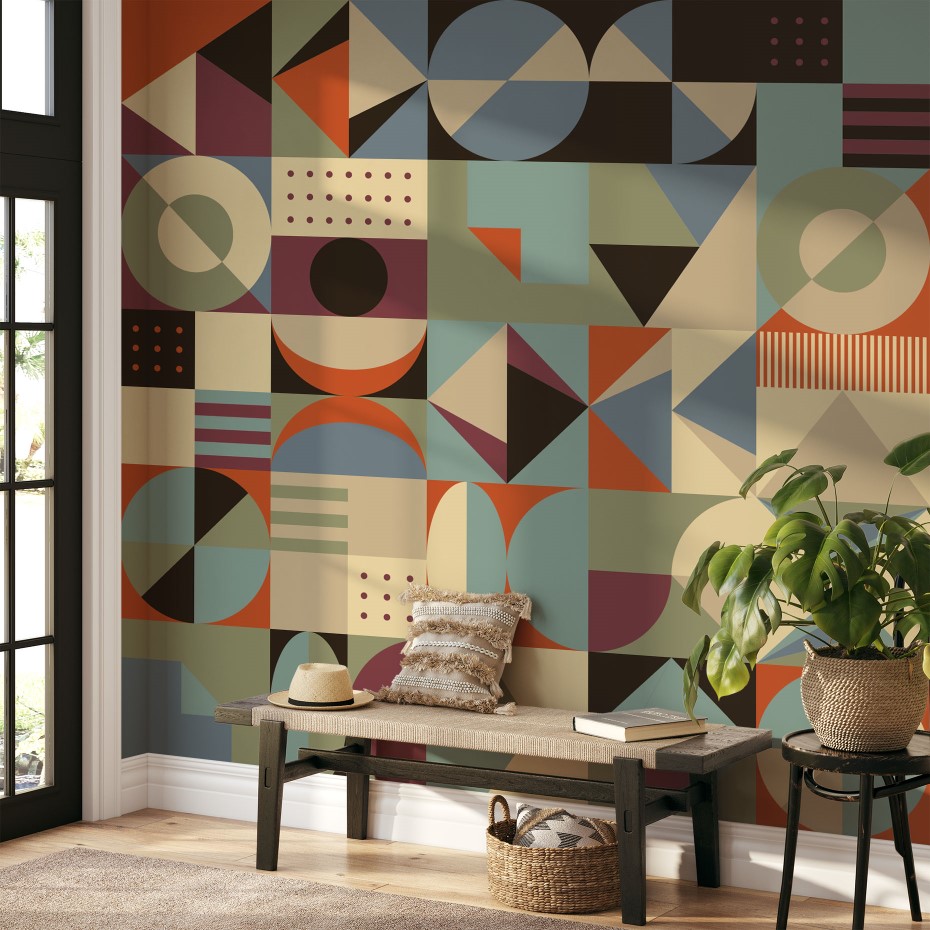 Mindful Geometry In Blocks - Wall Mural, PVC free Wall Covering - Wall ...