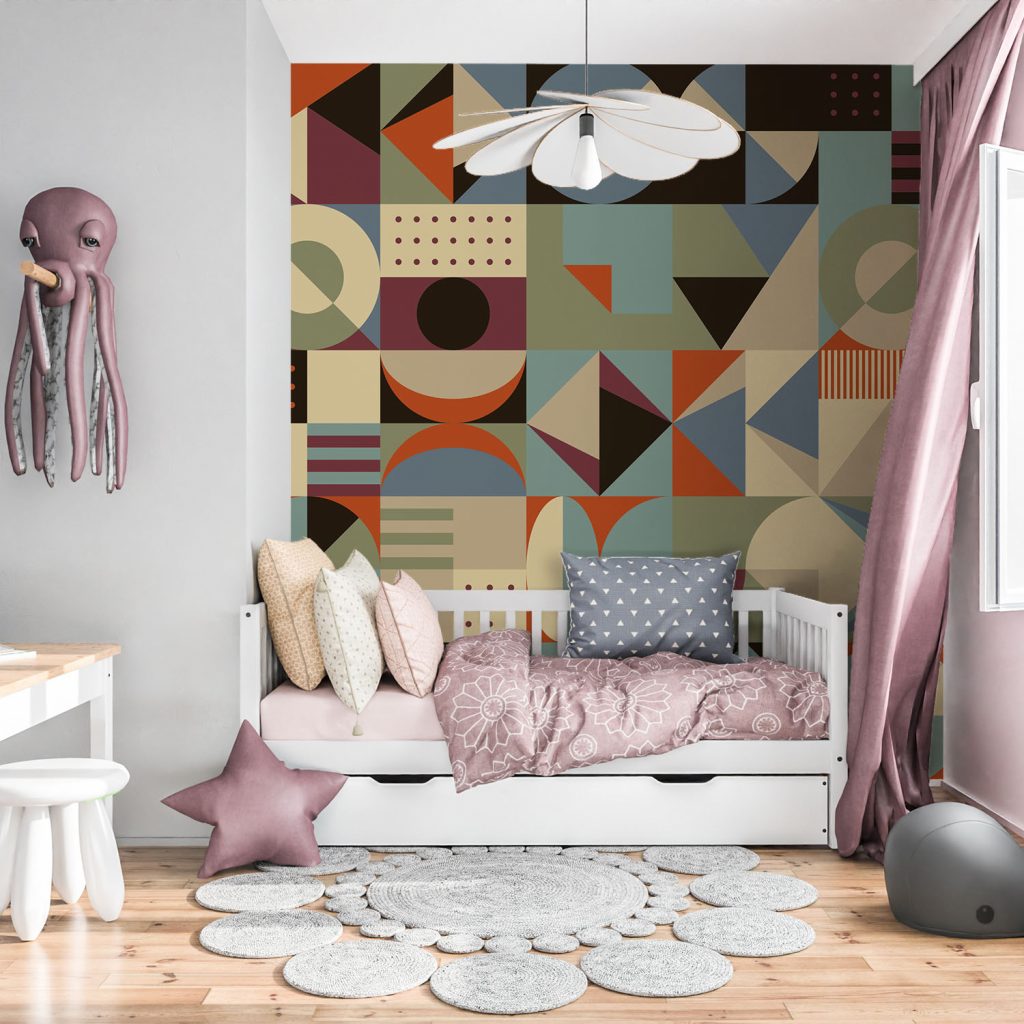 Mindful Geometry In Blocks - Wall Mural, PVC free Wall Covering - Non ...