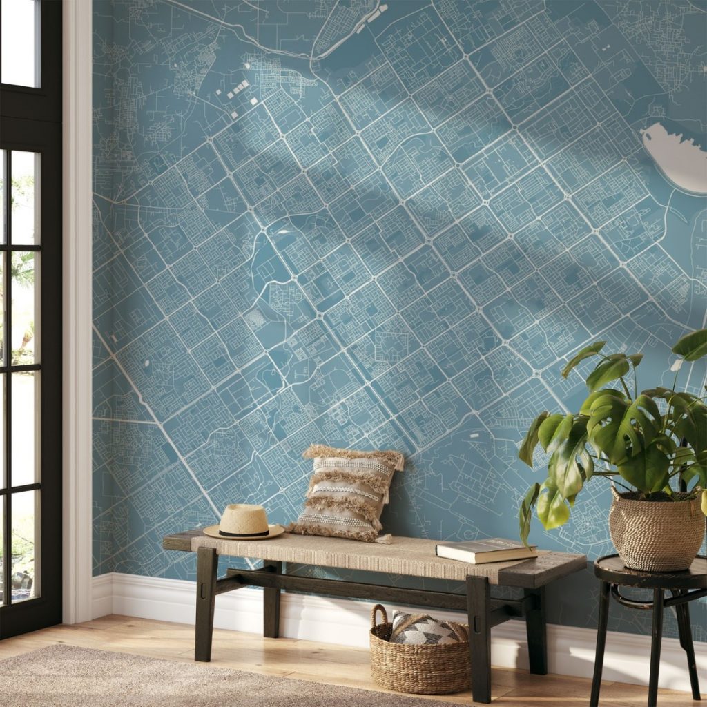Chandigarh Map Wall Mural - Sky blue, Mural Wallpaper, PVC Free, Non ...
