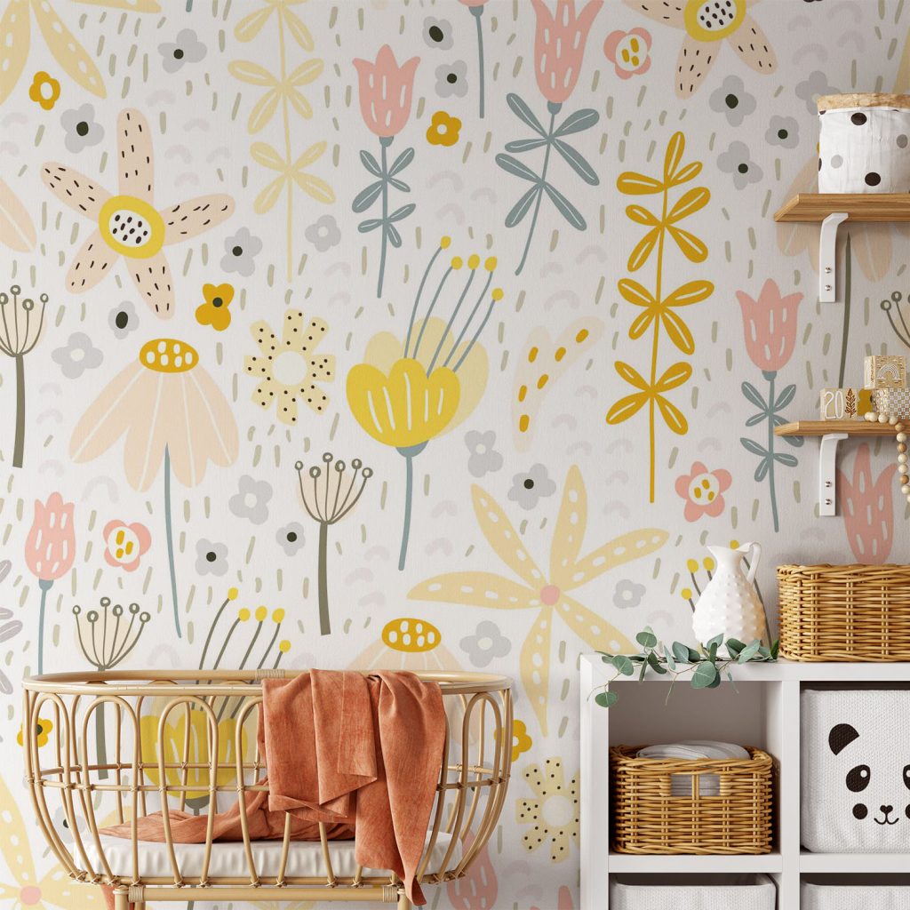 Nursery wild flowers mural - Non Toxic Wall Paper Decor, Home & Office ...