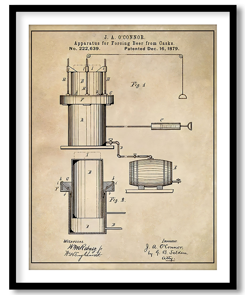 Beer Patent Art - Bar Poster, Cocktails, Framed Wall Art - Choose Size ...