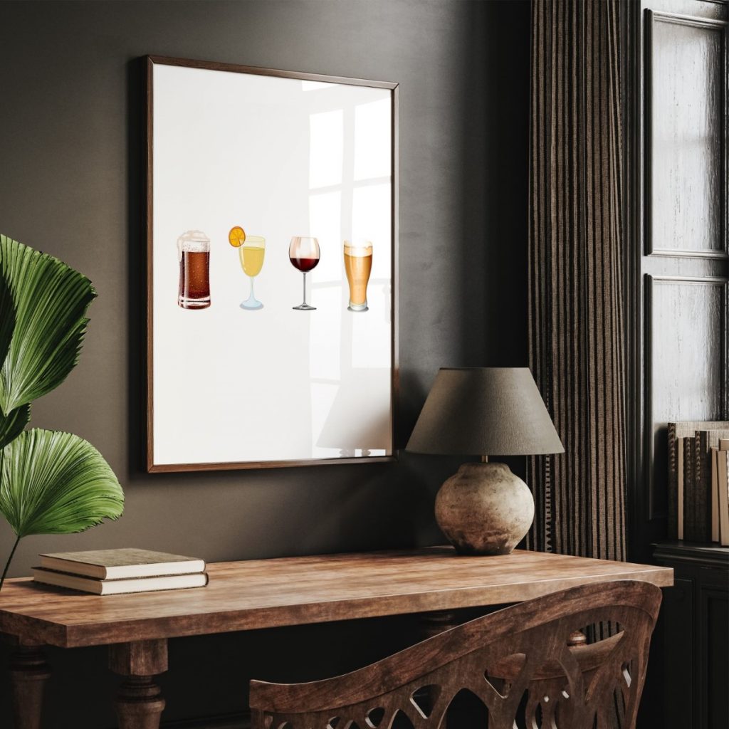 4 glasses of beer - Bar Poster, Cocktails, Framed Wall Art - Choose ...