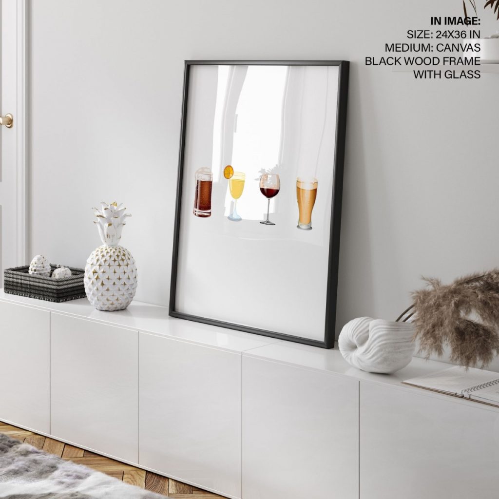 4 glasses of beer - Bar Poster, Cocktails, Framed Wall Art - Choose ...
