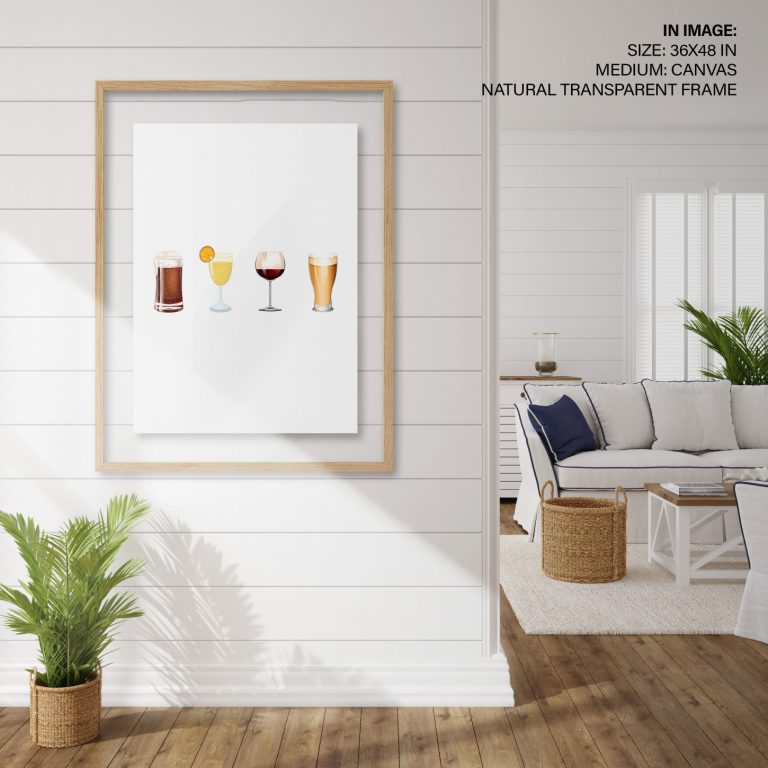 4 glasses of beer - Bar Poster, Cocktails, Framed Wall Art - Choose ...