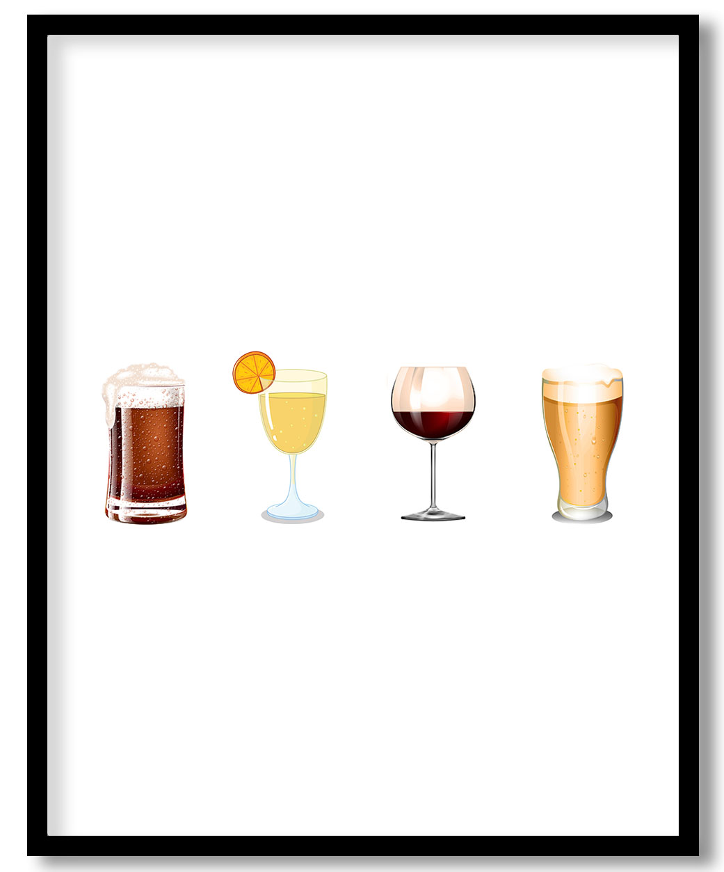 4 glasses of beer - Bar Poster, Cocktails, Framed Wall Art - Choose ...