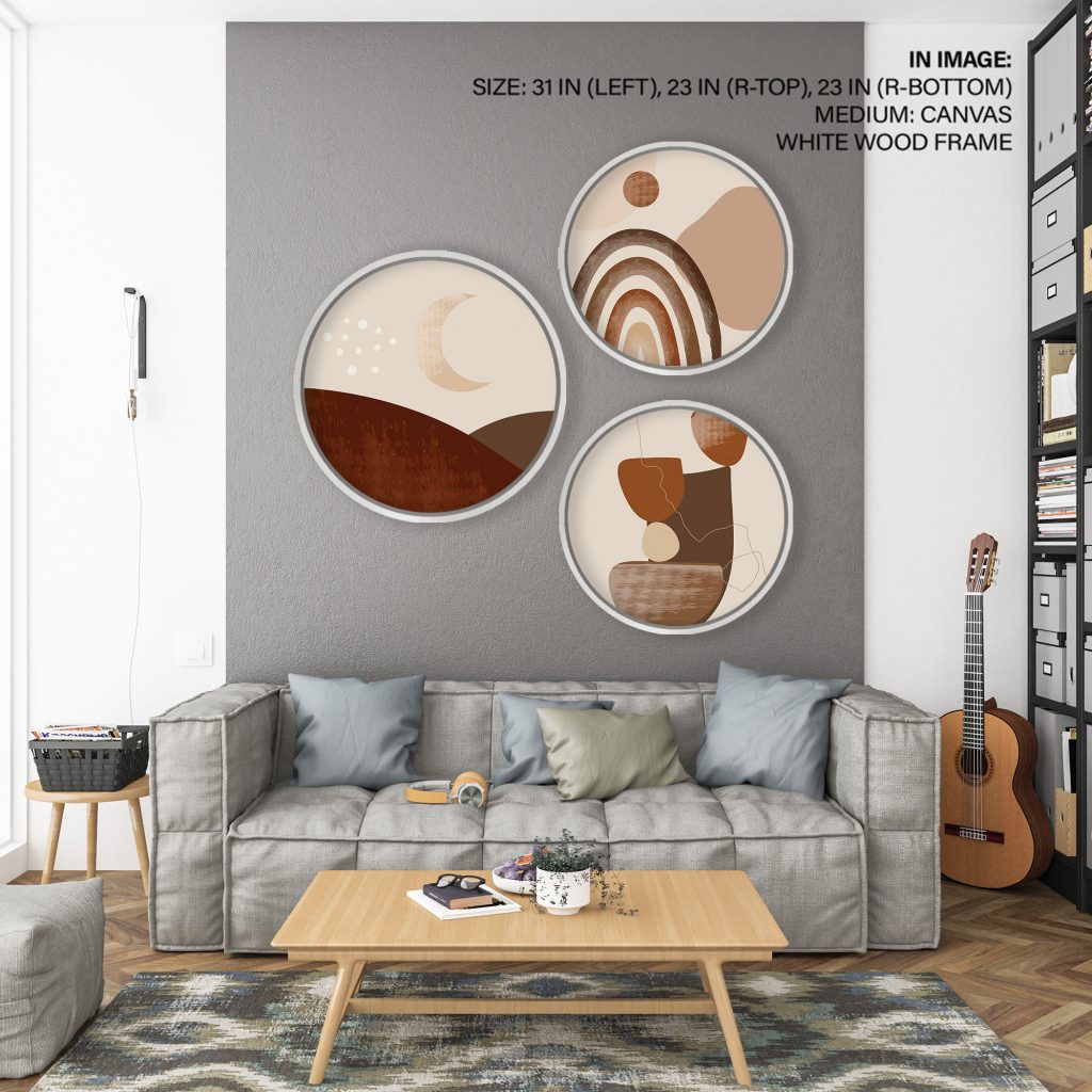 Set of 3 Modern Bohemian Ideal - Circular Wooden Frames - Wall Art ...
