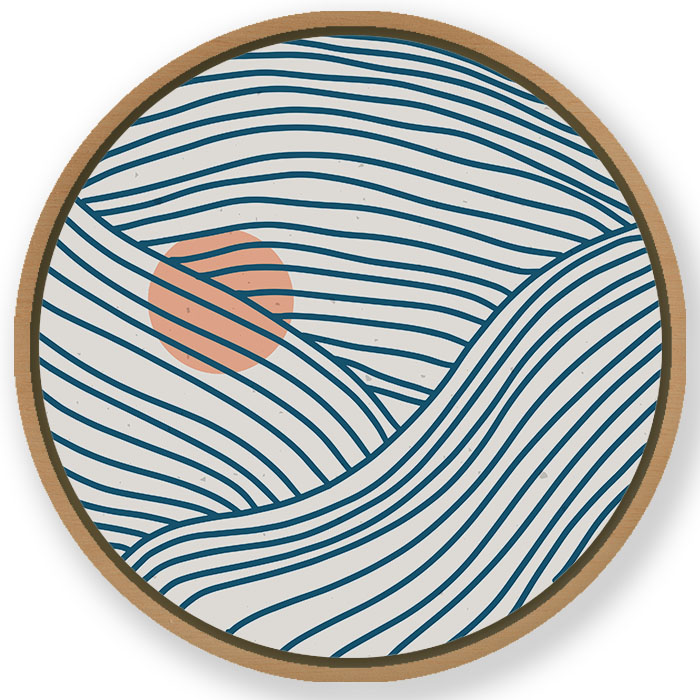 Minimal blob line art #350 - Circular Wooden Frame - Wall Art, Hanging ...