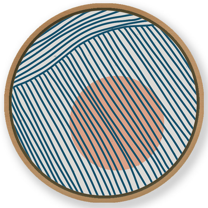 Minimal blob line art #351 - Circular Wooden Frame - Wall Art, Hanging ...