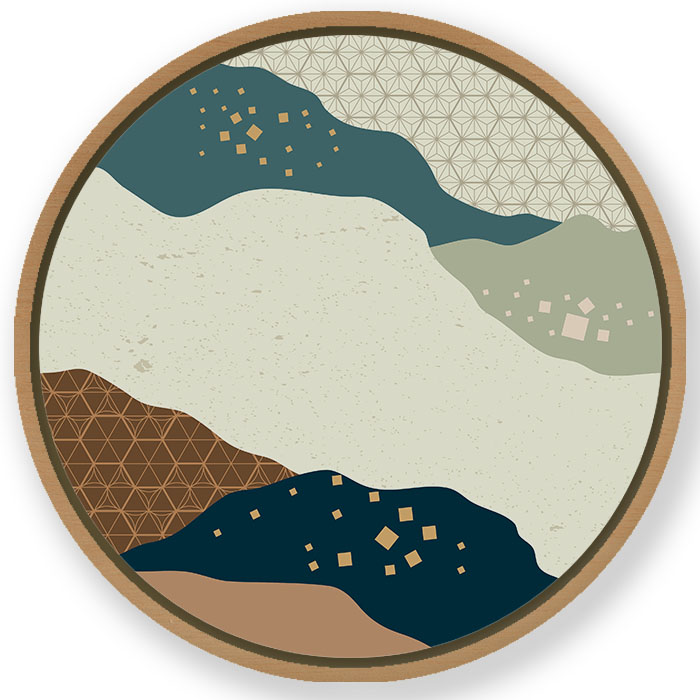 Japanese pattern # 340 - Circular Wooden Frame - Wall Art, Hanging Wall ...