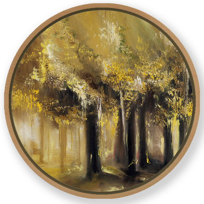 Contemporary autumn forest trees - Circular Wooden Frame - Wall Art ...